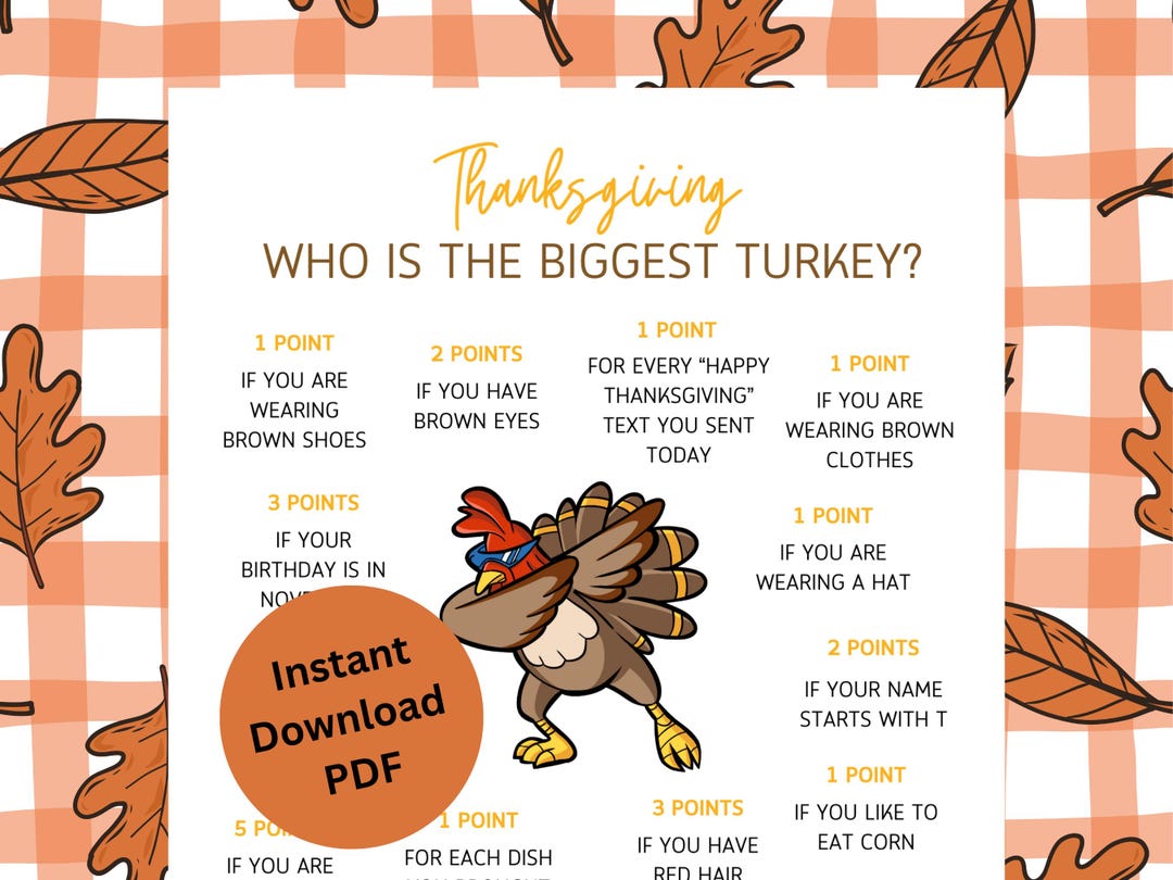 Thanksgiving Icebreaker Game | Printable Who is the Biggest Turkey ...