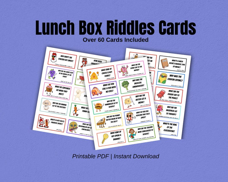 Lunch Box Riddles | Printable Notes for Kids - Etsy Australia
