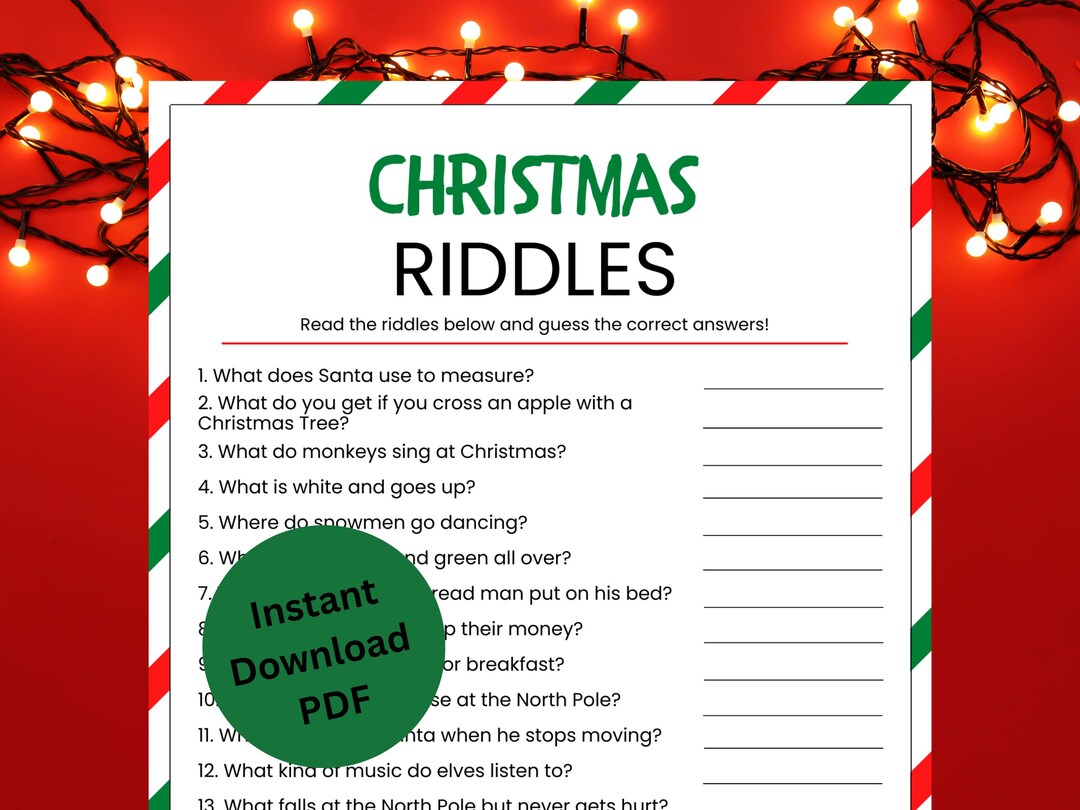 Christmas Trivia Game Printable | Christmas Riddles Game | Holiday ...