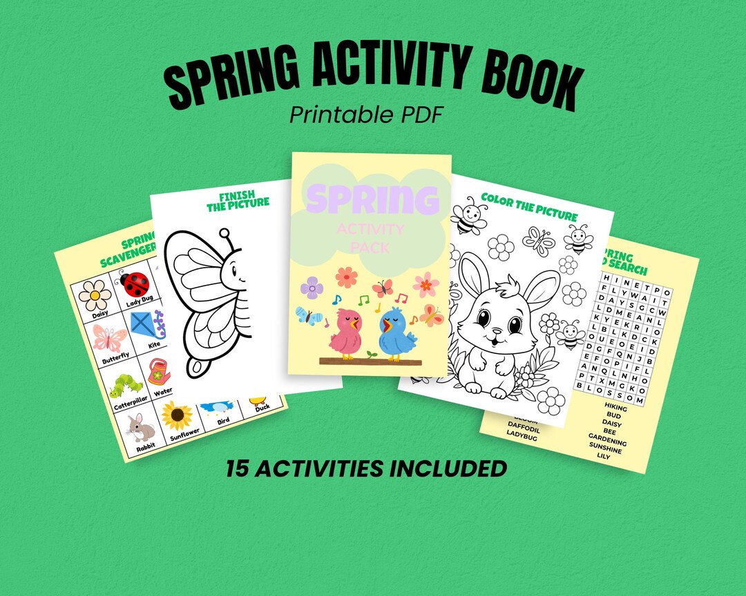 Spring Activity Book Printable for Kids | Spring Games and Coloring ...