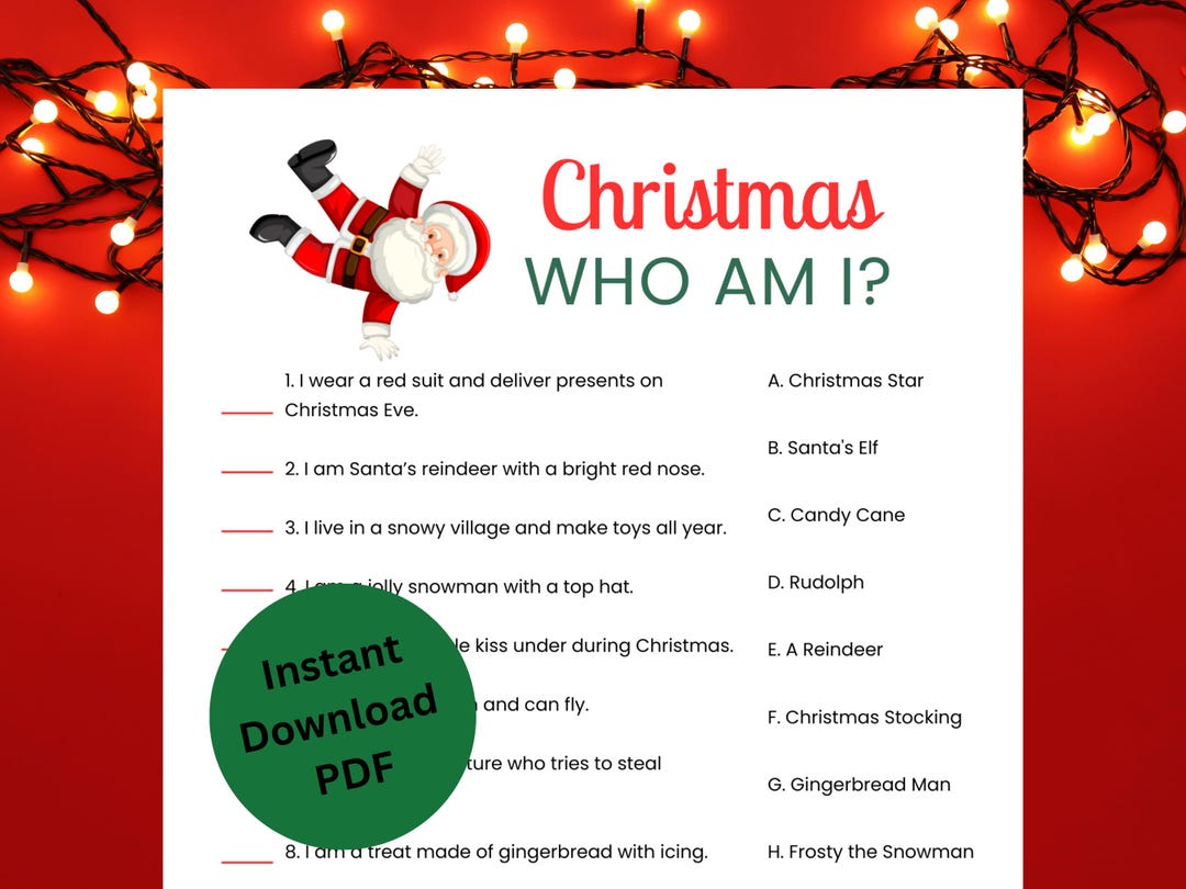 Christmas Who Am I Game Printable | Christmas Trivia Game | Guess Who ...