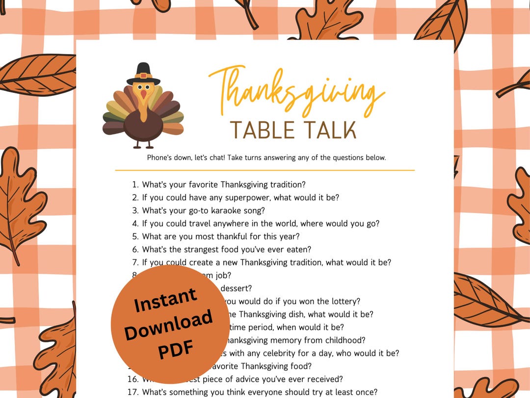 Thanksgiving Table Talk | Printable Icebreaker Game - Etsy UK