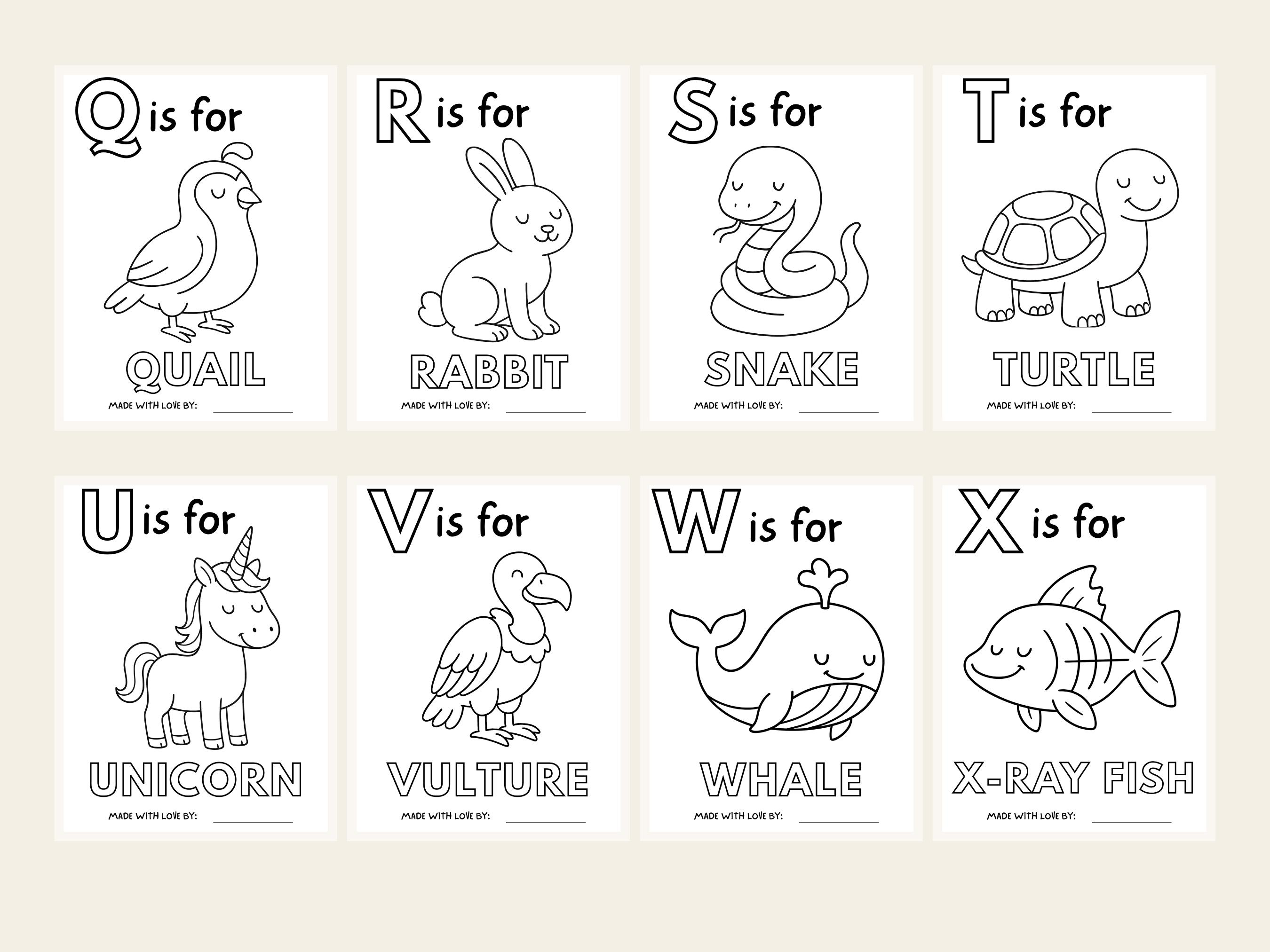 Animal Alphabet Coloring Pages Printable | ABC Coloring Book for Kids ...