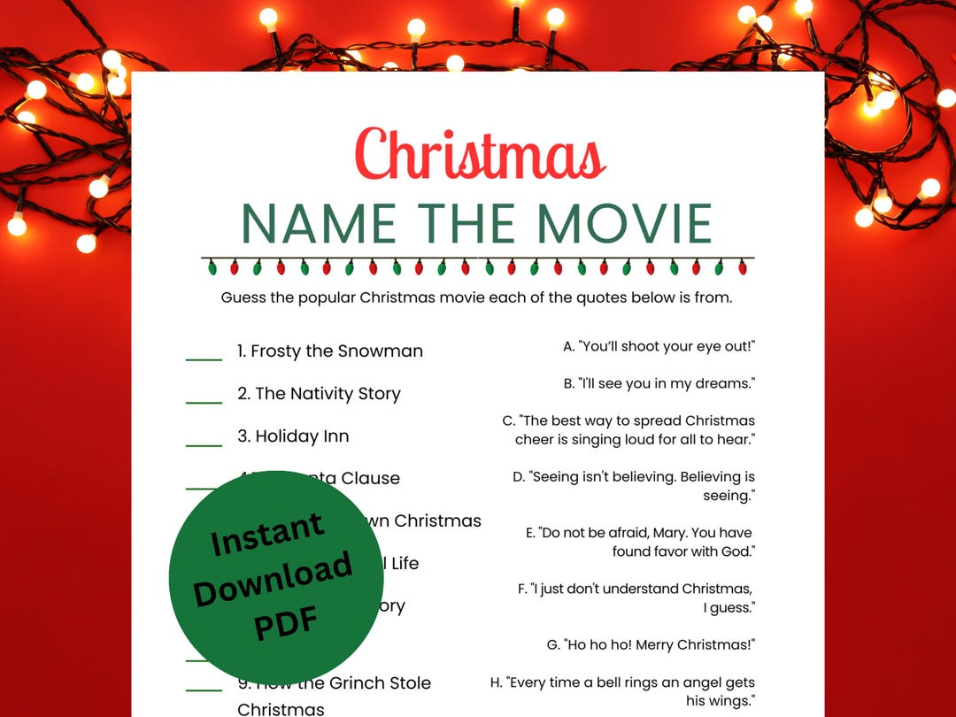 Christmas Movie Trivia Game Printable | Name the Christmas Movie Game ...