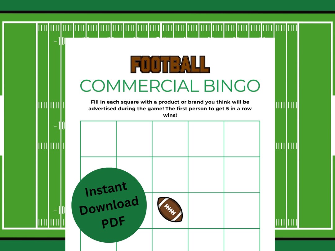 Super Bowl Commercial Bingo Game Printable | Big Game Ads Bingo ...