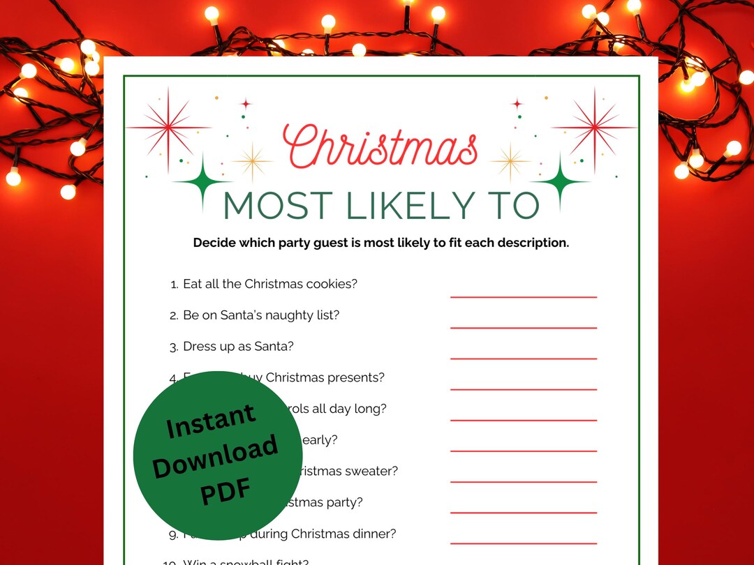 Christmas Holiday Party Game Printable | Fun Christmas Party Activity ...