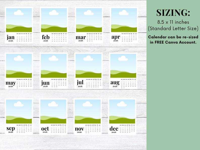 2026 Editable Photo Calendar | Drag and Drop Template - Etsy
