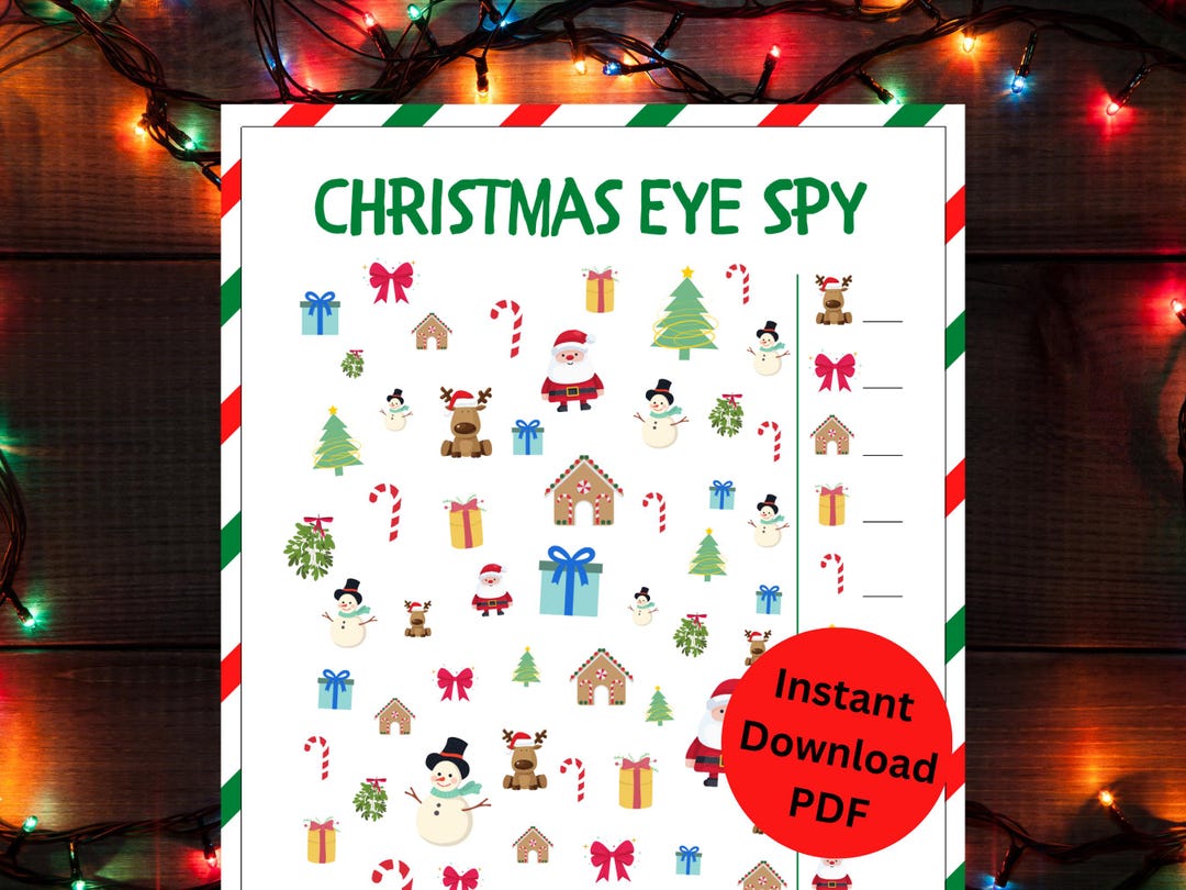 Printable Christmas Eye Spy Game: Kids & Adults Party Activity (PDF ...
