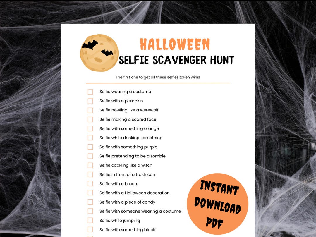 Halloween Selfie Scavenger Hunt Game| Printable Spooky Party Activities ...