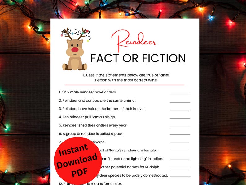Fact or Fiction Christmas Trivia Game: Printable Holiday Party Activity ...