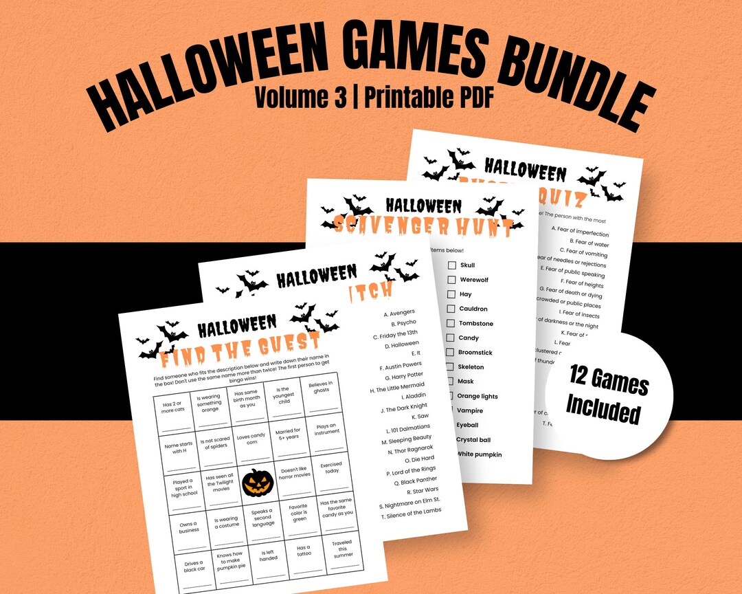 Halloween Games Bundle Volume 3 | Printable PDF With 12 Activities ...