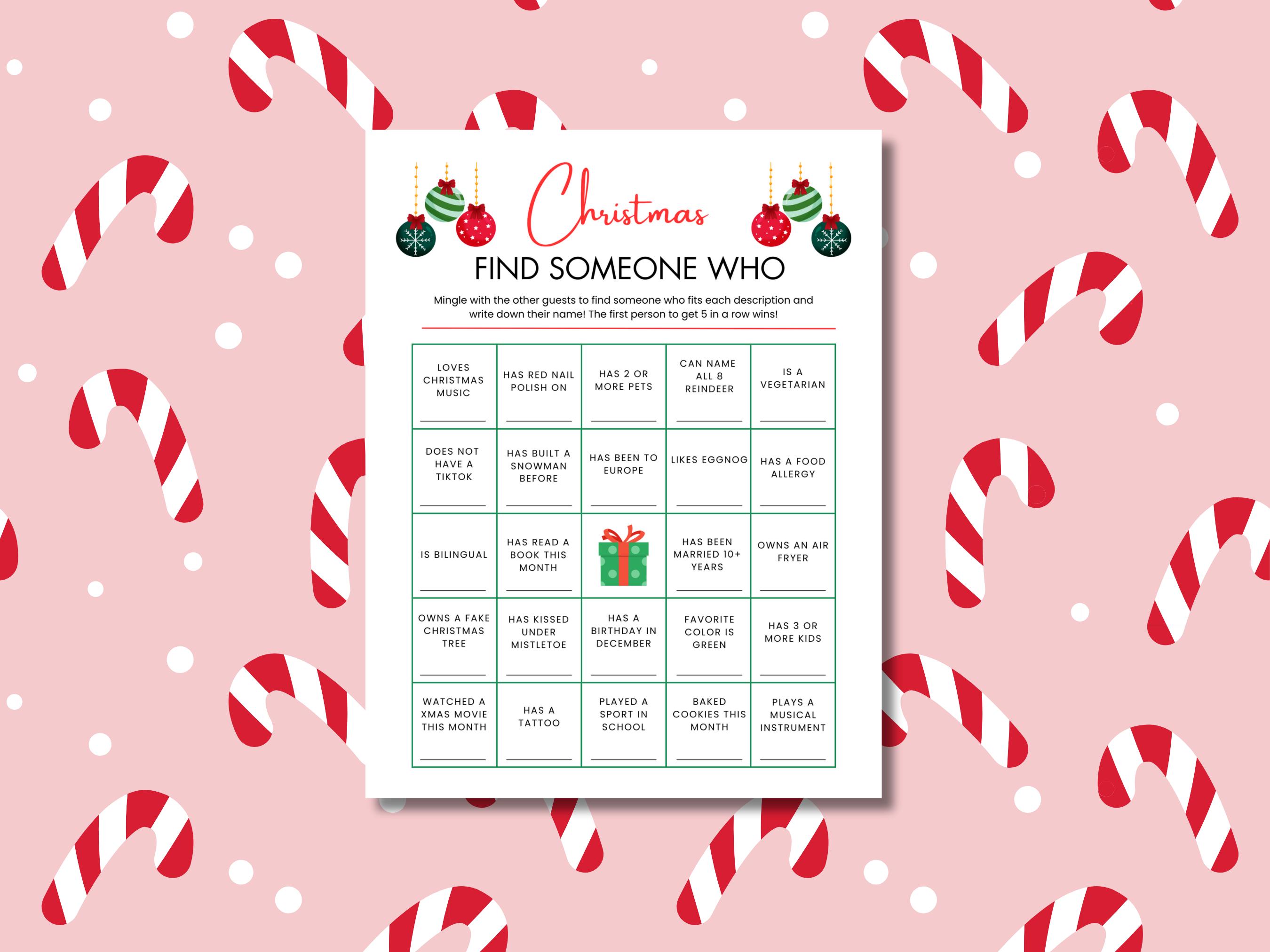 Christmas Find the Guest Bingo Game | Printable Holiday Party ...