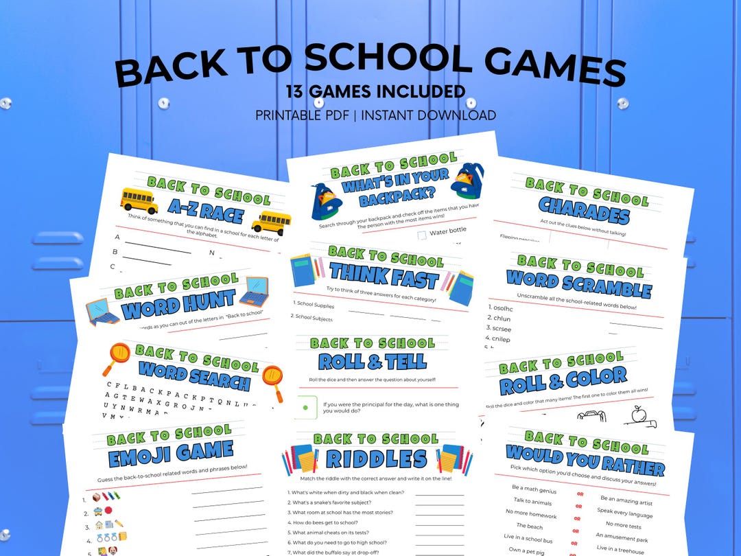 Back to School Games Bundle Printable | First Day of School Activities ...
