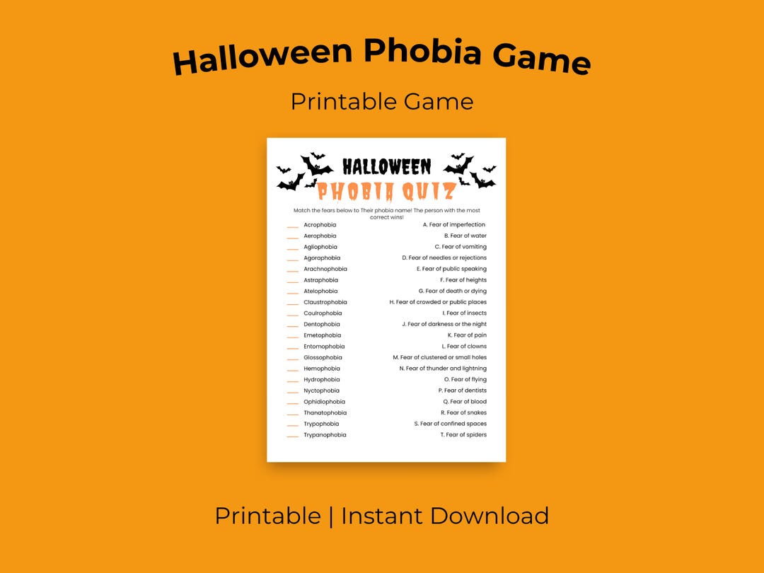 Printable Halloween Phobia Game: Spooky Party Activity (PDF) - Etsy