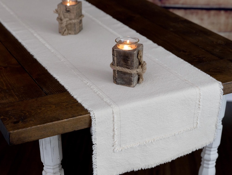 15” X 48” Farmhouse Table Runner – Washed Cotton Canvas – Sandy Beige ...