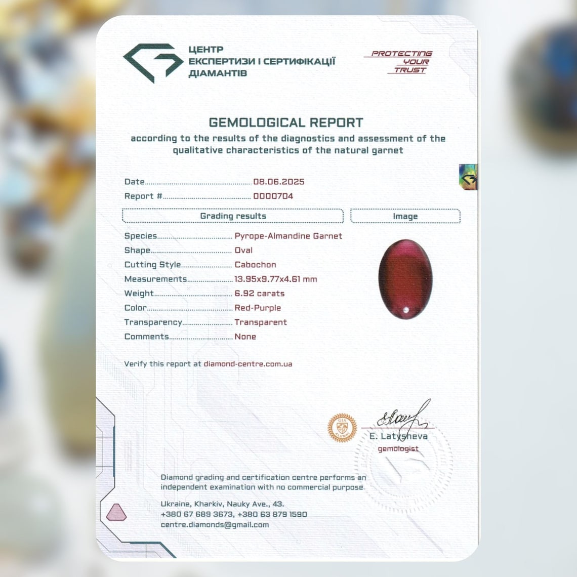 Gemological Report for Gemstones Certified Gem Report Custom Stone ...