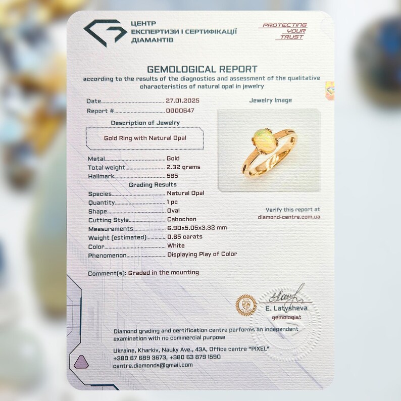 Gemological Report for Gemstones Certified Gem Report Custom Stone Identification Jewelry ...