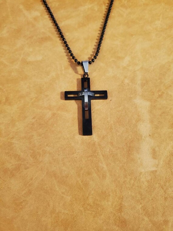 Stainless Men's Cross Biker Necklace Biker Cross | Etsy
