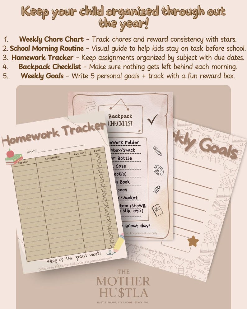Editable Back to School Planner for Kids – Canva Routine Charts, Chore ...