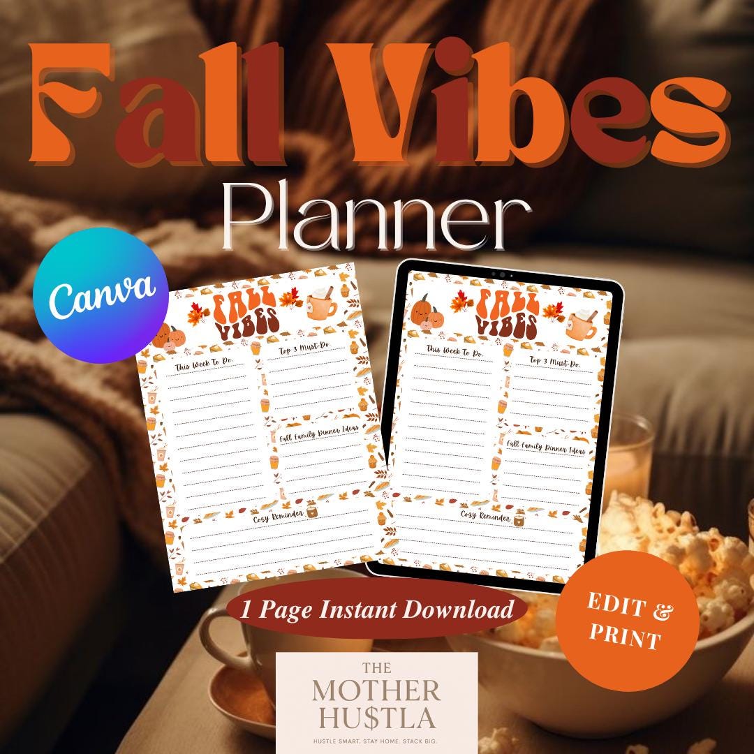 Fall Vibes Planner | Printable & Editable Fall Themed Daily Page ...