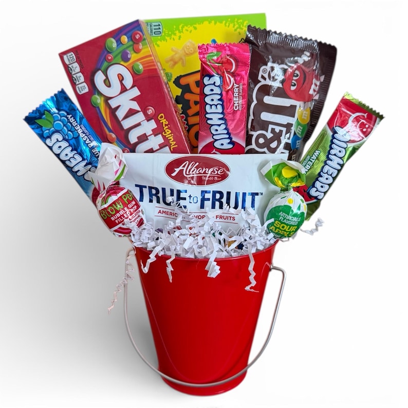 Full Size Candy Bouquet Arrangement – Assorted Candy Gift Bucket for ...