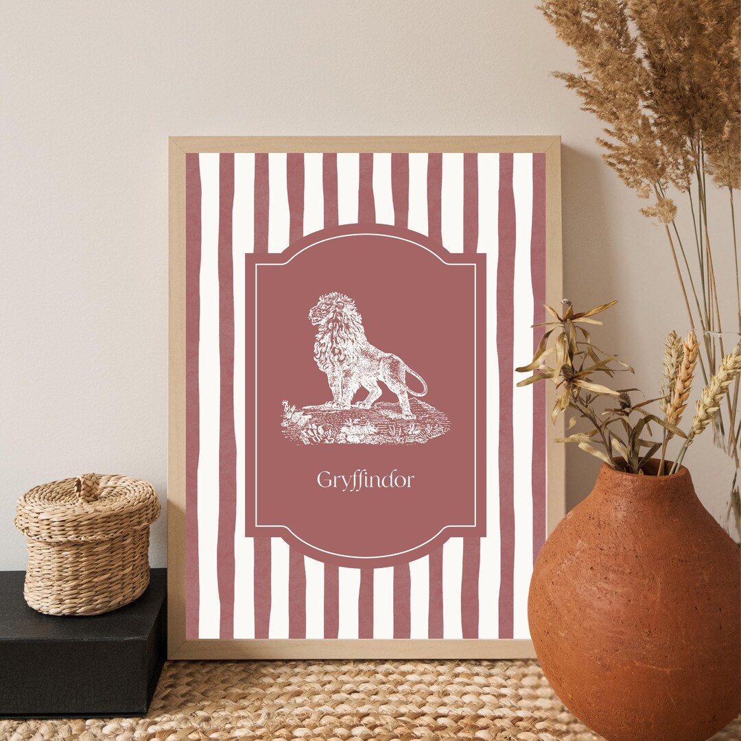Vintage Gryffindor Wall Art | Hogwarts Houses Poster | Whimsical ...