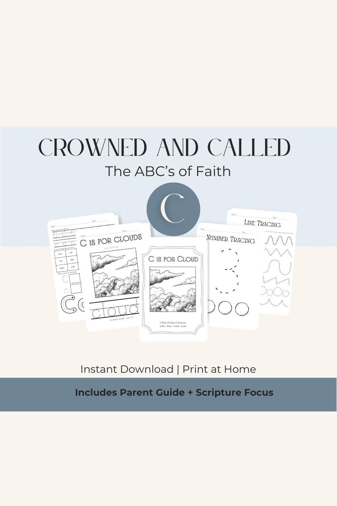 Christian Preschool ABC Worksheets – C is for Cloud, Scripture Learning ...