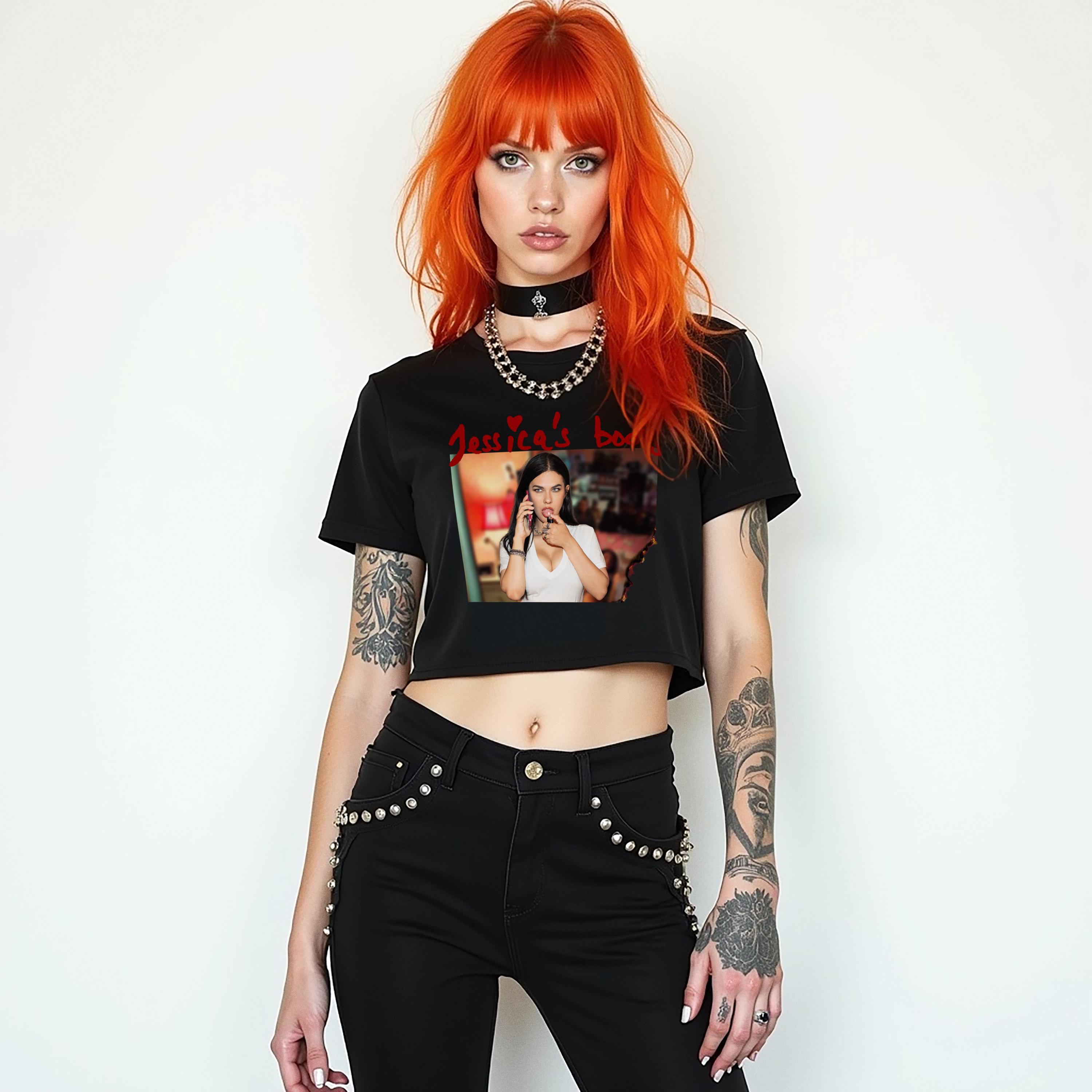 Jessica's Body Crop Top: Horror Goth Tee, Jess Adams X Sew Sad Co - Etsy