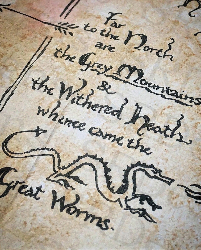 Hobbit Inspired Print - Thorin's Map Thror's Map the Hobbit Art Cosplay ...