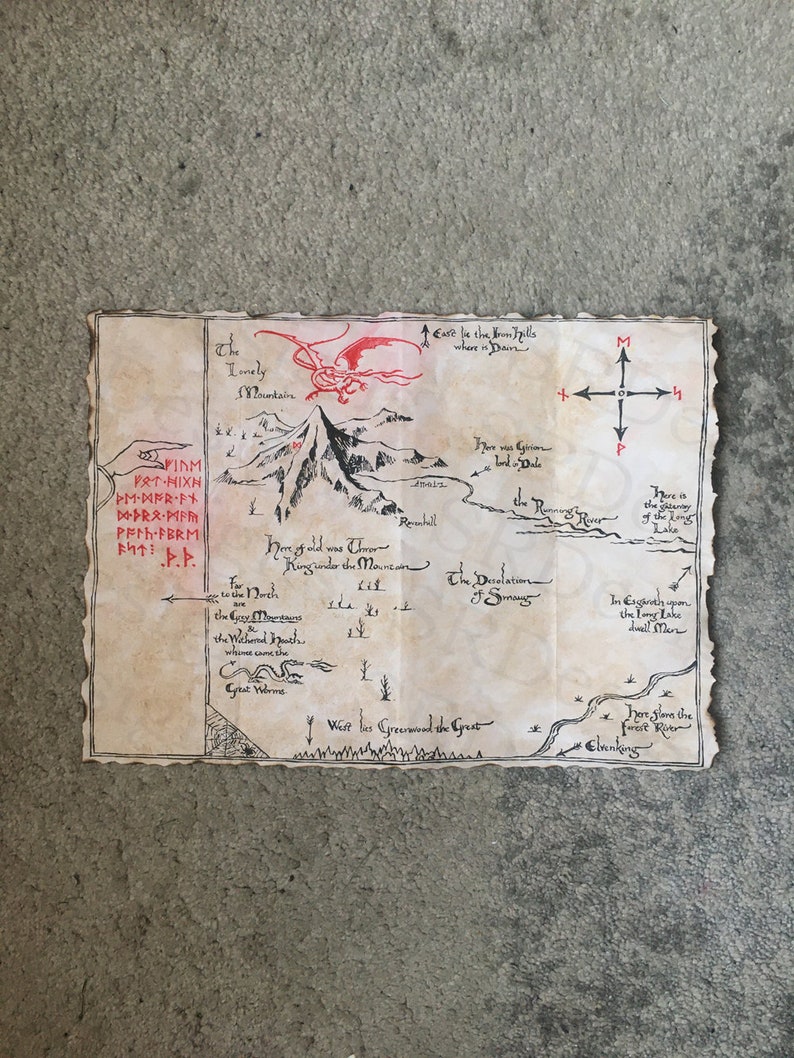 Hobbit Inspired Print - Thorin's Map Thror's Map the Hobbit Art Cosplay ...