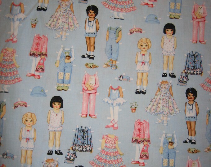 Paper Dolls on Blue by Patty Reed Design 2004 for Fabric Traditions - Etsy