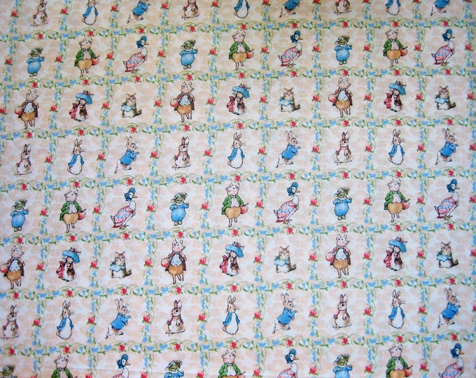 Beatrix Potter Characters in Floral Squares on Cream by - Etsy