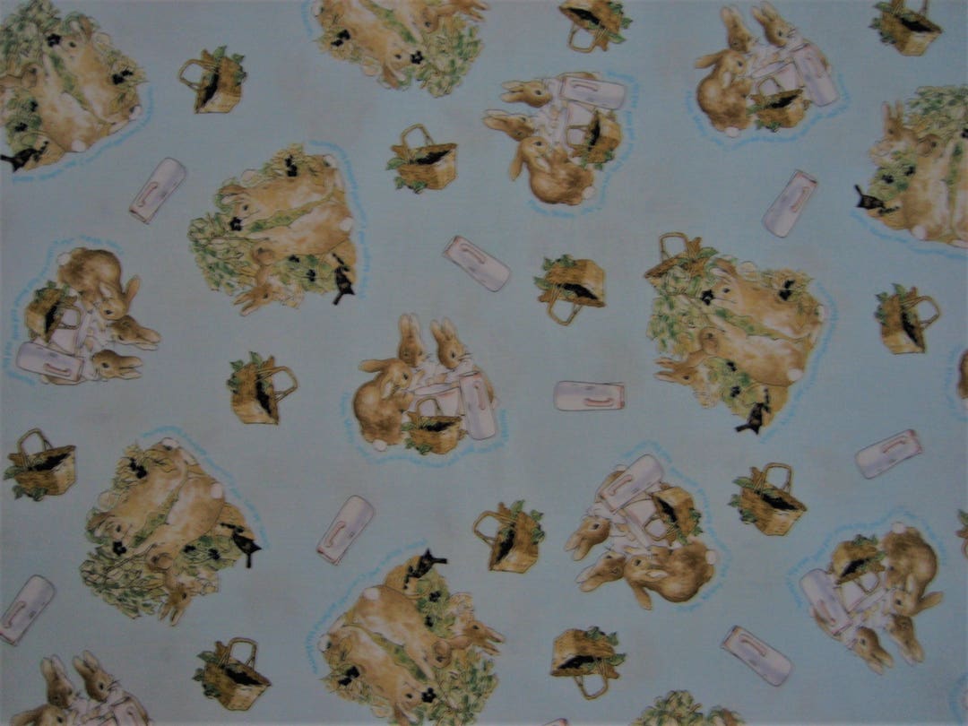 Flopsy, Mopsy and Cotton-tail Beatrix Potter Blue Background( 18 X 44 ...