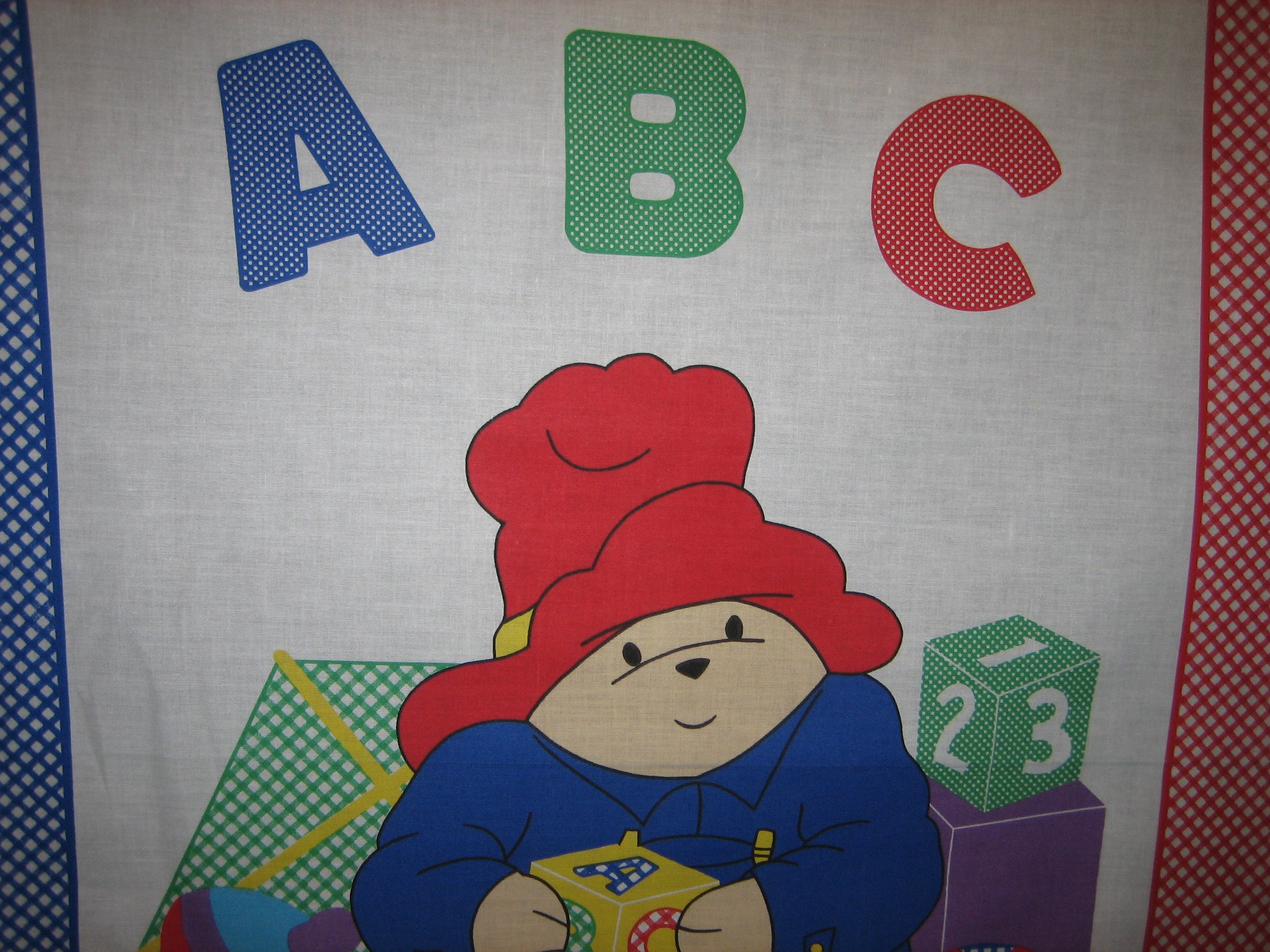 Paddington Bear Alphabet Fabric Panel With Bright ABC Letters ( 35 " X ...