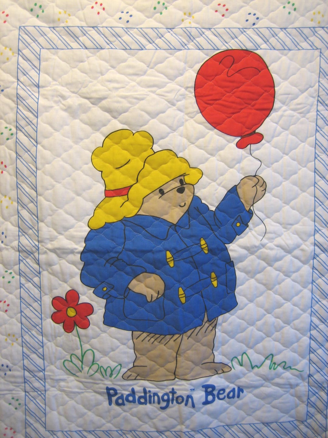 Paddington Bear With Balloon, Blue Quilted Panel ( 35 X 45 Inches ...
