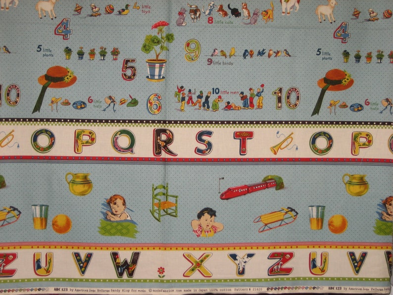 ABC 123 BLUE PANEL by American Jane, Sandy Klop for Moda Fabrics Panel ...