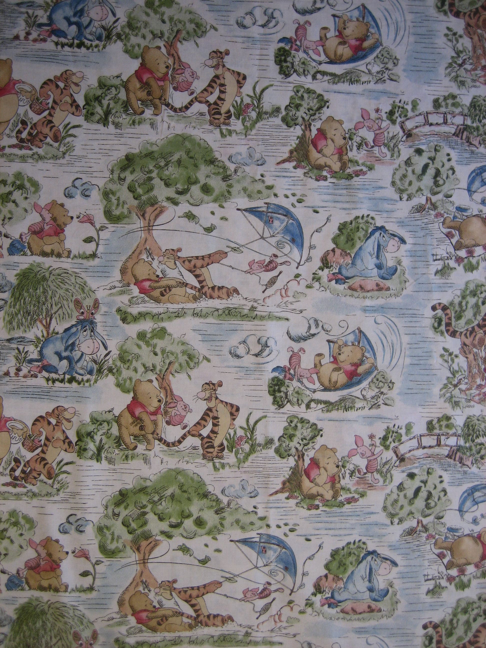 Pooh Bear A Day in the Park, Full Color Toile Fabric CP9903 ( Springs ...