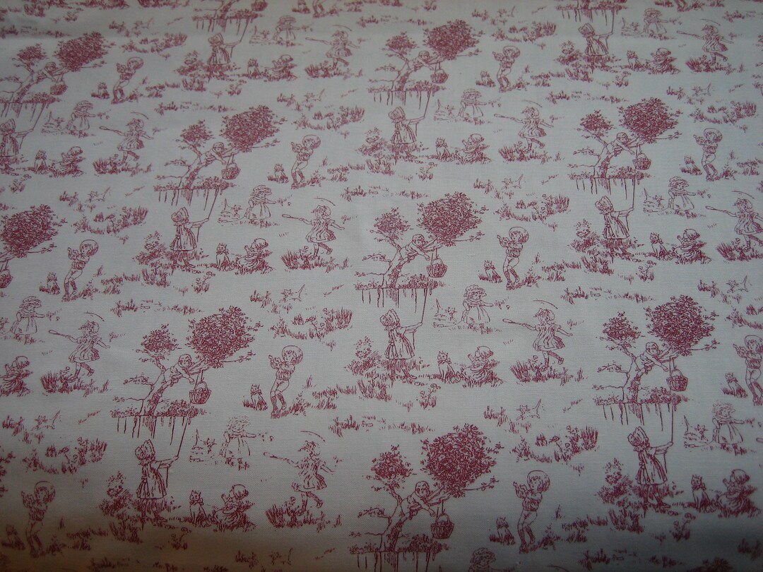 Tiny Tots Red Toile Children Playing for Henry Glass & Co ( Pattern ...