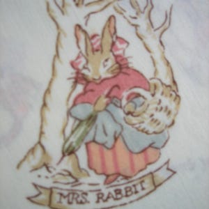 Beatrix Potter Fabric Characters , on Cream Background, With Names in ...