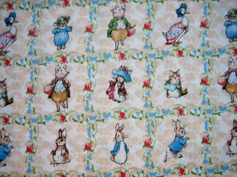 Beatrix Potter Characters in Floral Squares on Cream by - Etsy