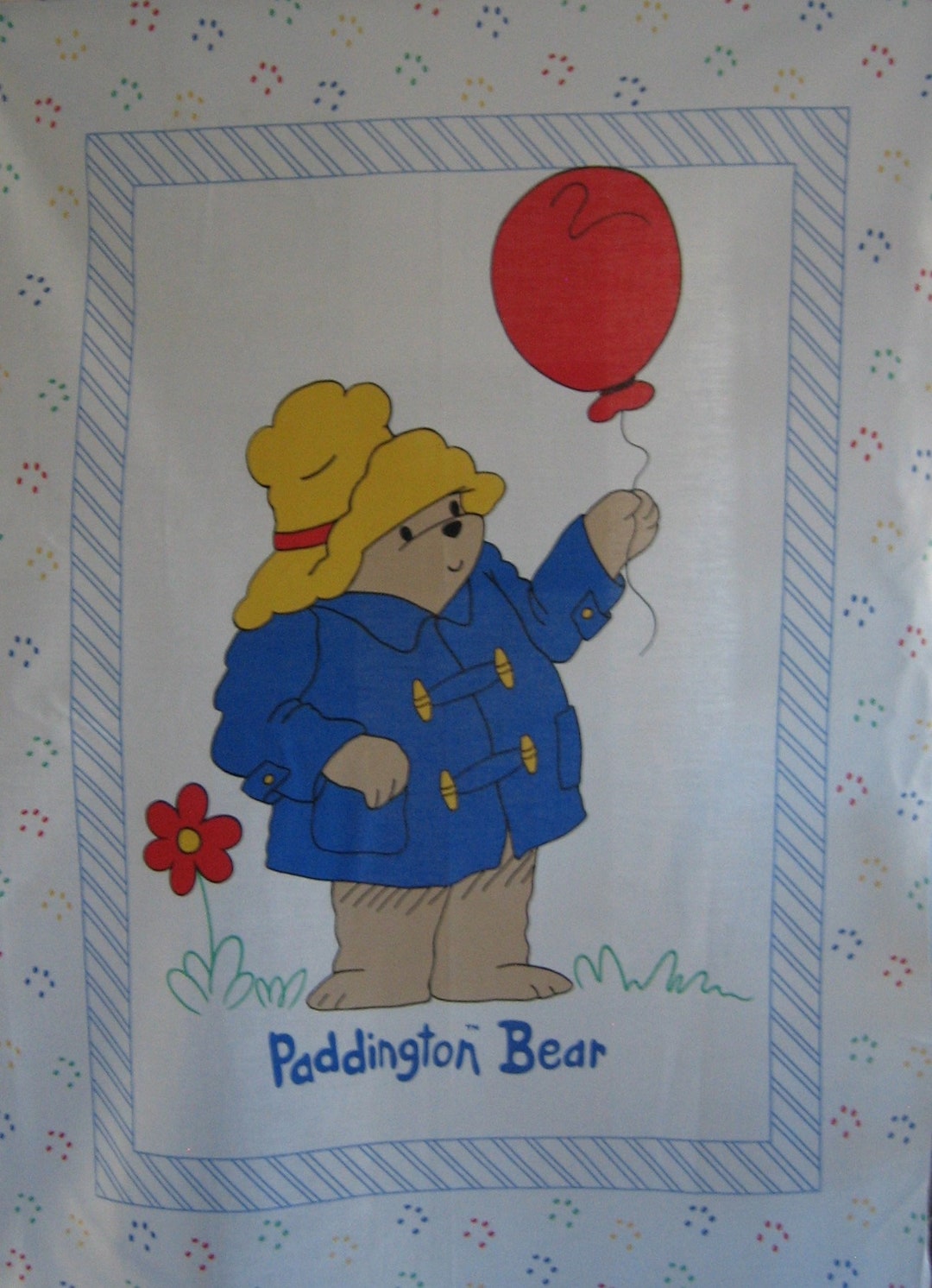 Paddington Bear With Balloon and Flower, Fabric Panel 35 X 44 Inches ...