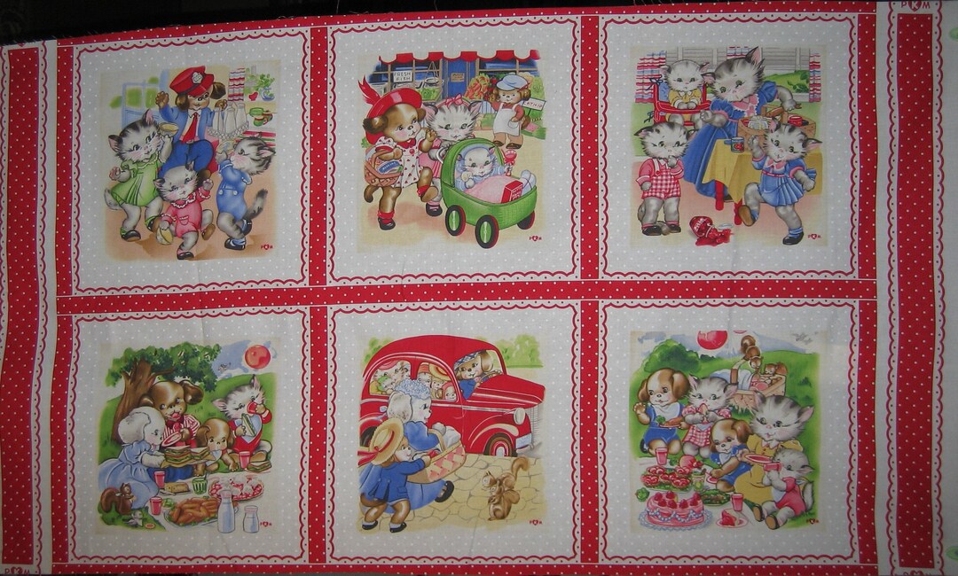 Pam Kitty Picnic Panel, LH 13019, Holly Holderman for Lakehouse Dry ...