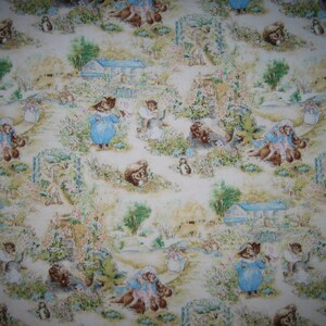 RARE, REDUCED PRICE : Beatrix Potter Characters on Farm Scenes Flannel ...