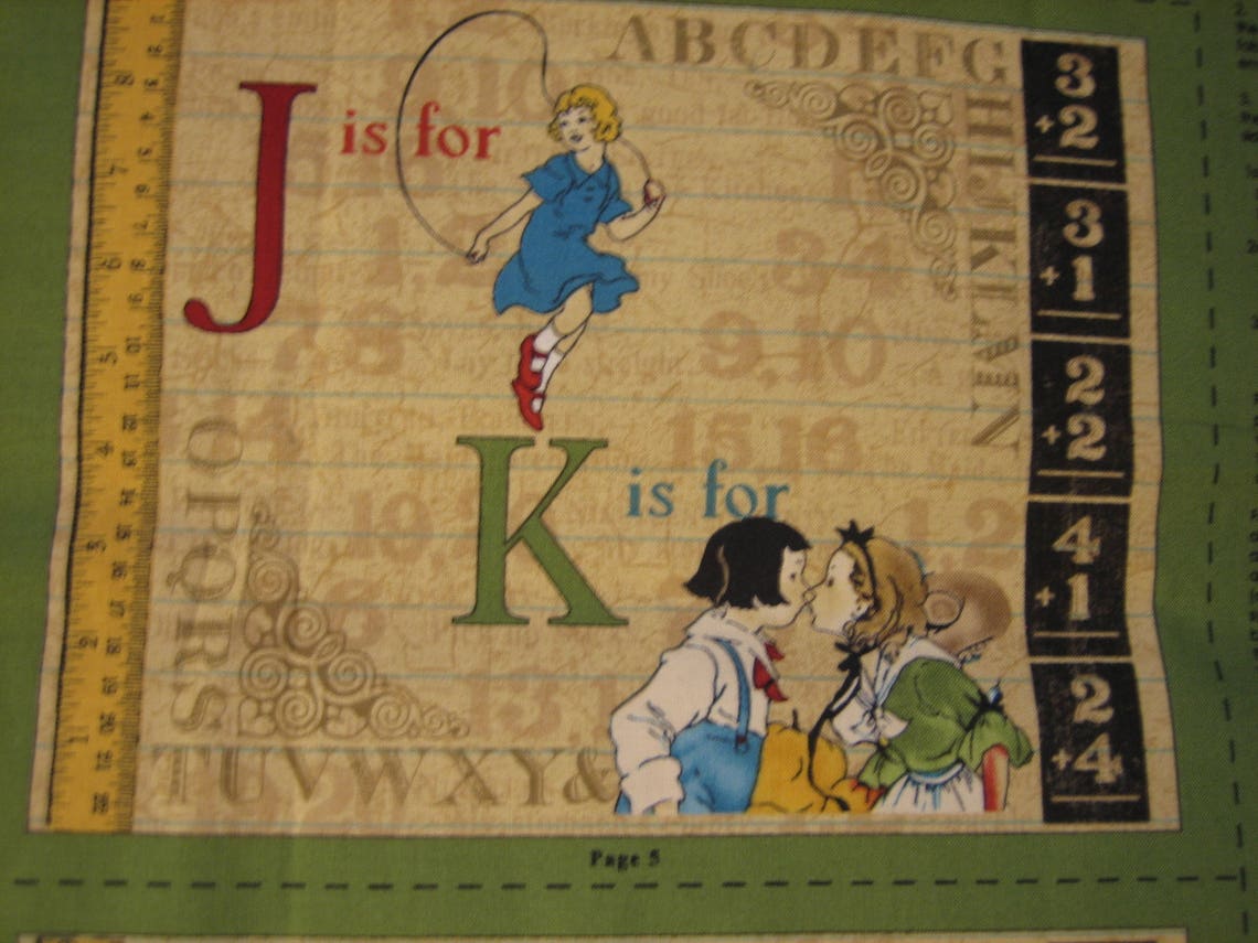 ABC Primer Book Panel Fabric ( Wilmington Prints ) Graphic 45 (40 X 23 ...