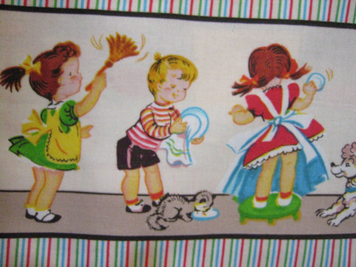 Little Helpers border stripe Quilting Treasures VIP Exclusive | Etsy