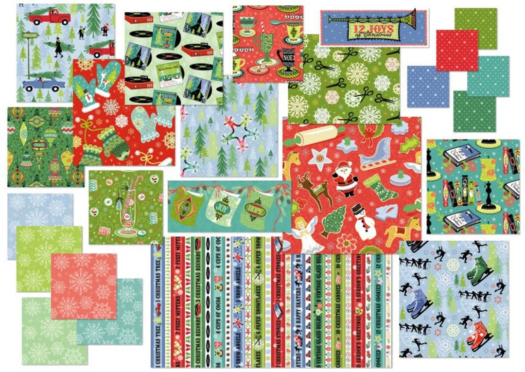 REDUCED PRICE : the 12 Joys of Christmas Fabric by Sheri Berry Joy 1 to ...