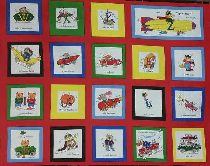 Richard Scarry A to Z Transport and Characters Panel Alphabet Fabric ...