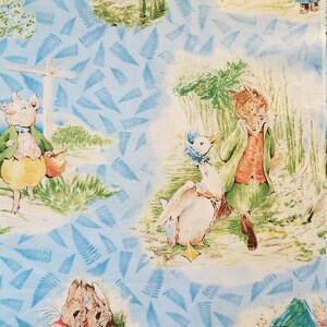Beatrix Potter Characters on Blue Background Quilting Treasures Fabric ...