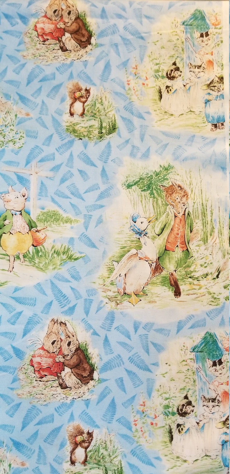Beatrix Potter Characters on Blue Background Quilting Treasures Fabric ...