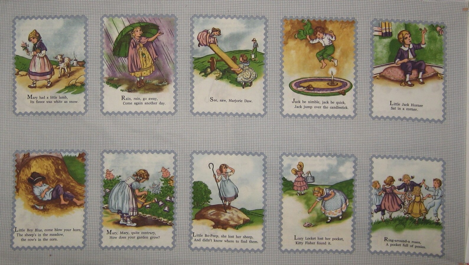 Moda Storytime Nursery Rhymes Panel in Rick Rack Frames Gray - Etsy